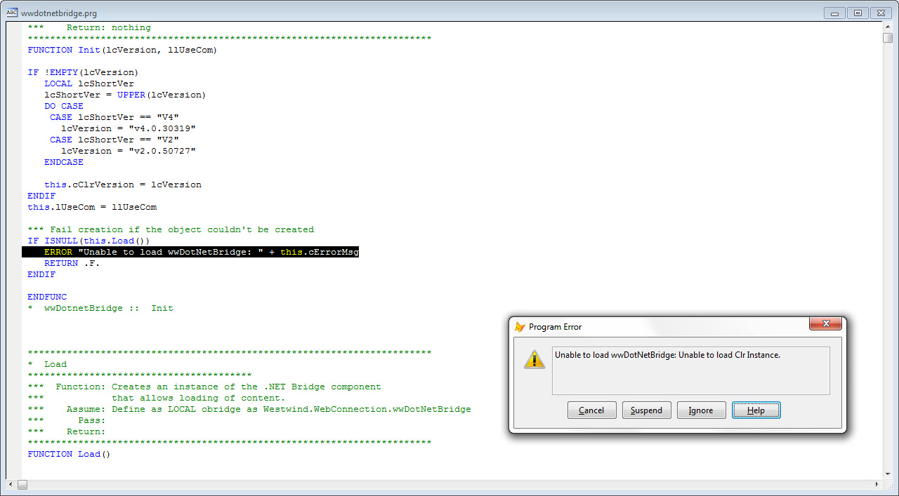 Unable to Load wwDotNetBridge - West Wind Technologies Support